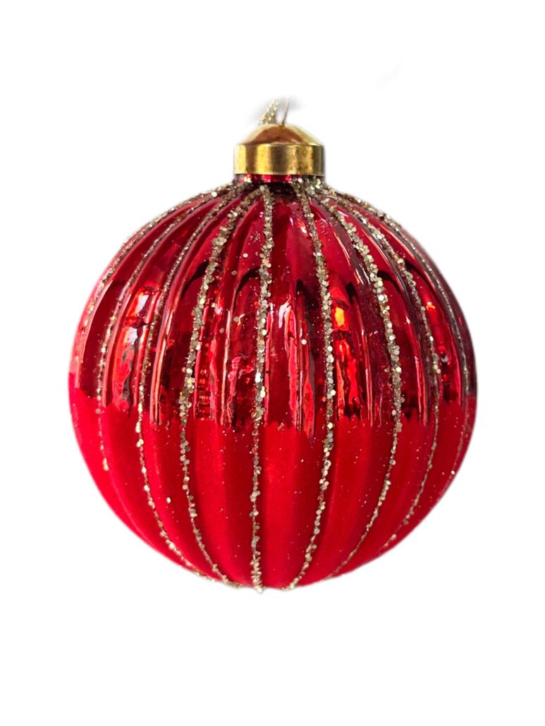 BIZZOTTO SFERA NATALE VETRO SEGMENT ROSSO D100 ART.0937371 - Greco&Grana