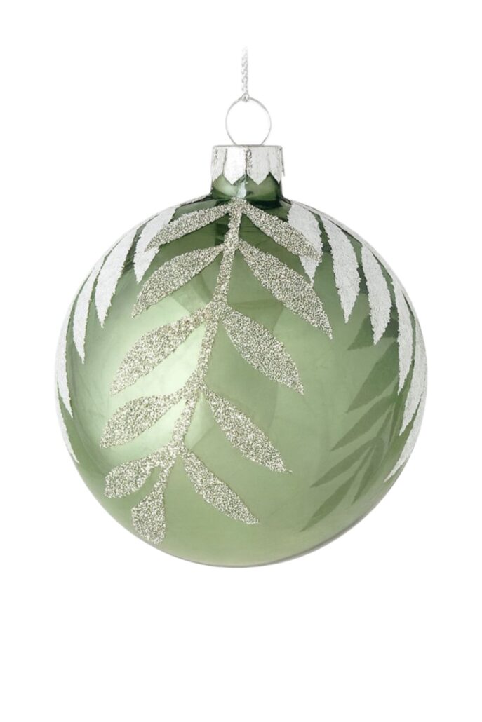 BIZZOTTO SFERA NATALE VETRO VERDE GLITTERATA D80 03930704 - Greco&Grana