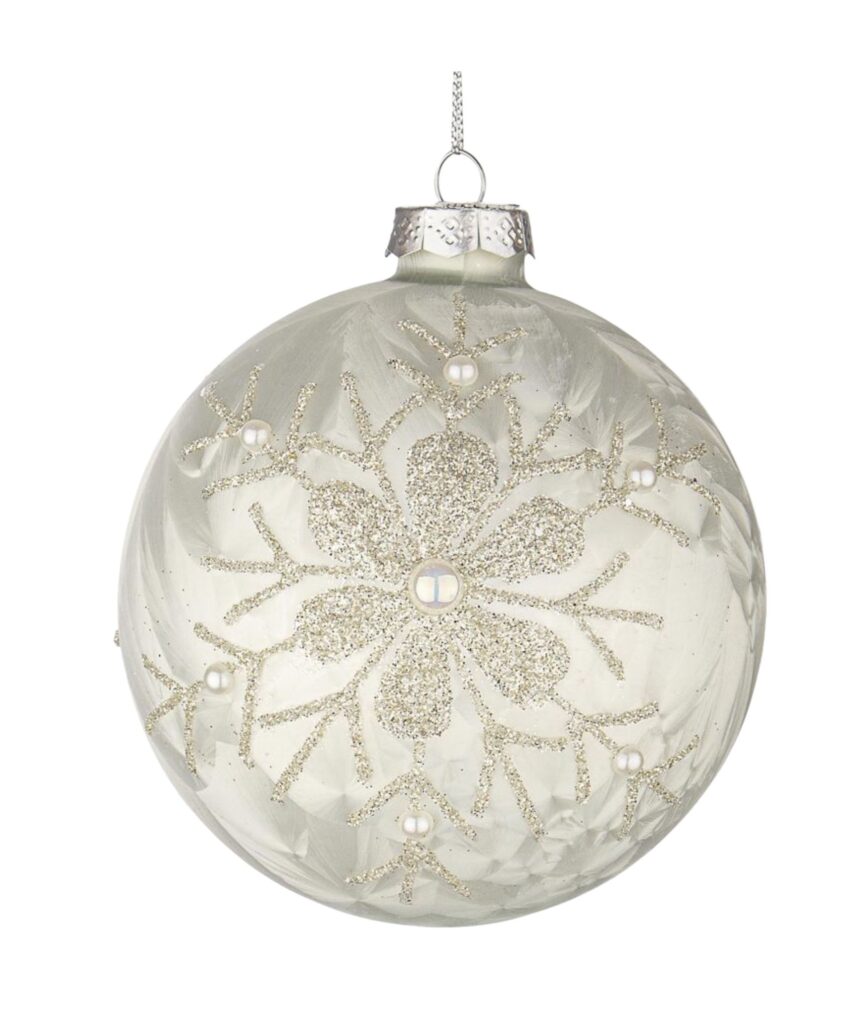 BIZZOTTO SFERA NATALE VETRO CAMILLA BIANCO D80 ART.0937686 - Greco&Grana