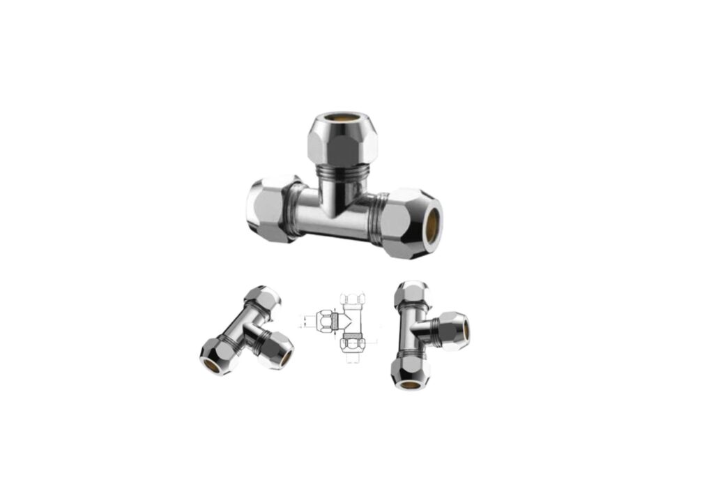 REMER TEE 10X10X10 OTTONE CROMATO - Greco&Grana