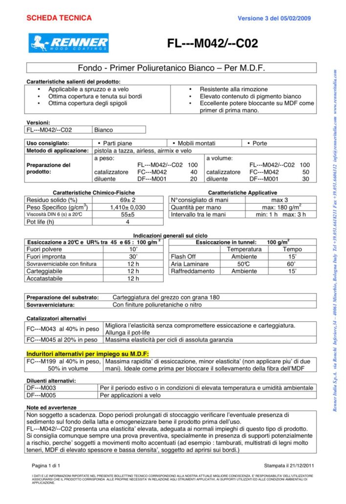 RENNER FONDO PRIMER BIANCO POLIURETANICO 1LT ART. FL M042/C02 13 ...